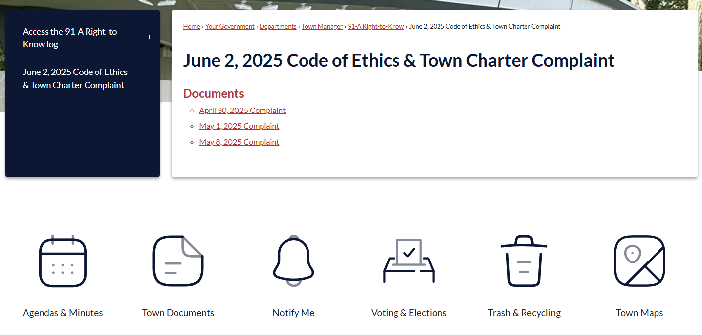 Code of Ethics & Town Charter Complaints Filed – TownUnderground.com ...